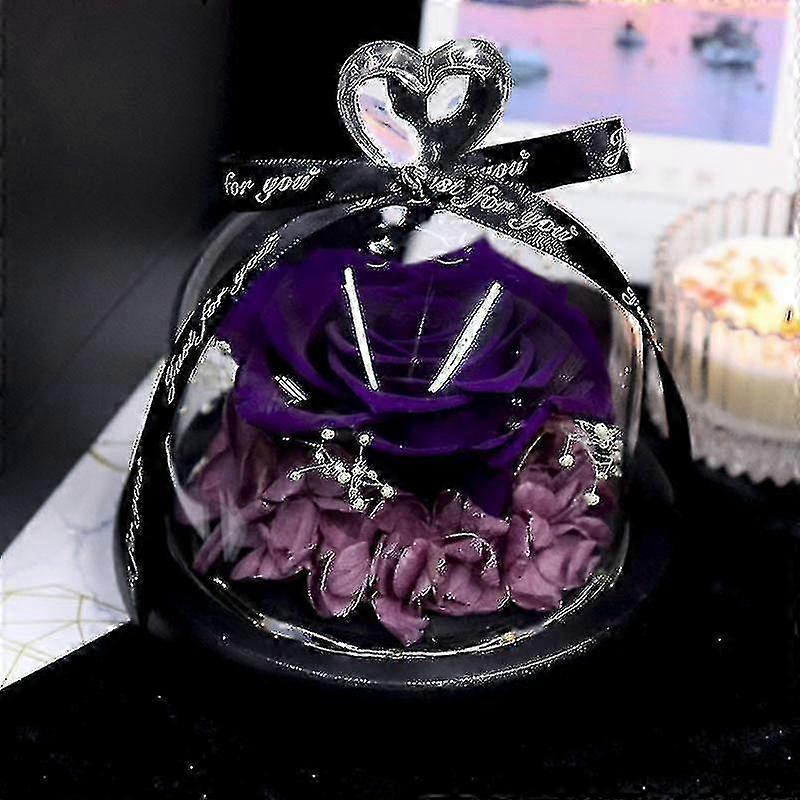Preserved Eternal Rose in Glass Dome, LED Light Up Flower Gift for ...