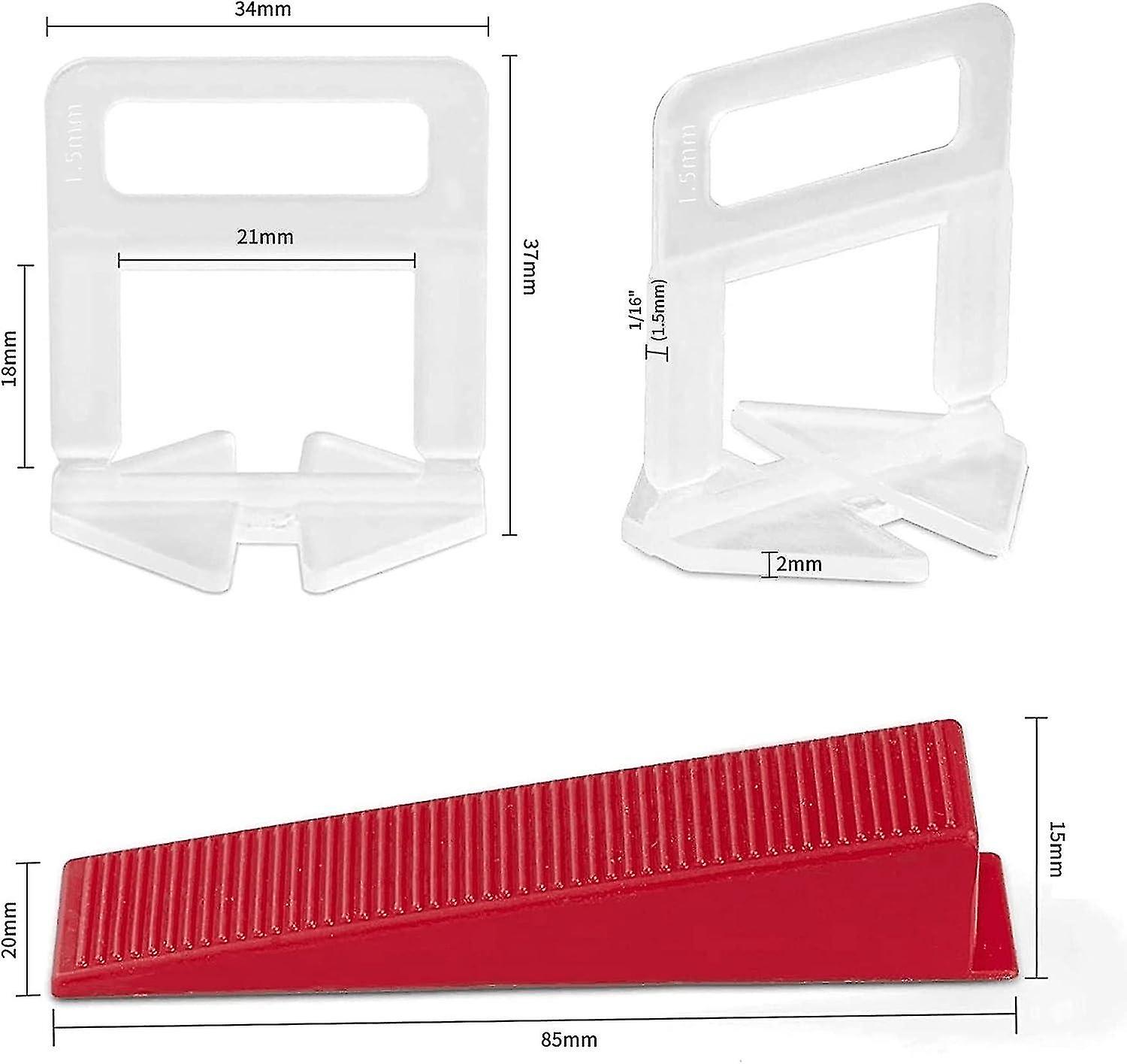 Tile Leveling System 1.5mm Joint Width, 400 Pull Tabs, 100 Pieces ...