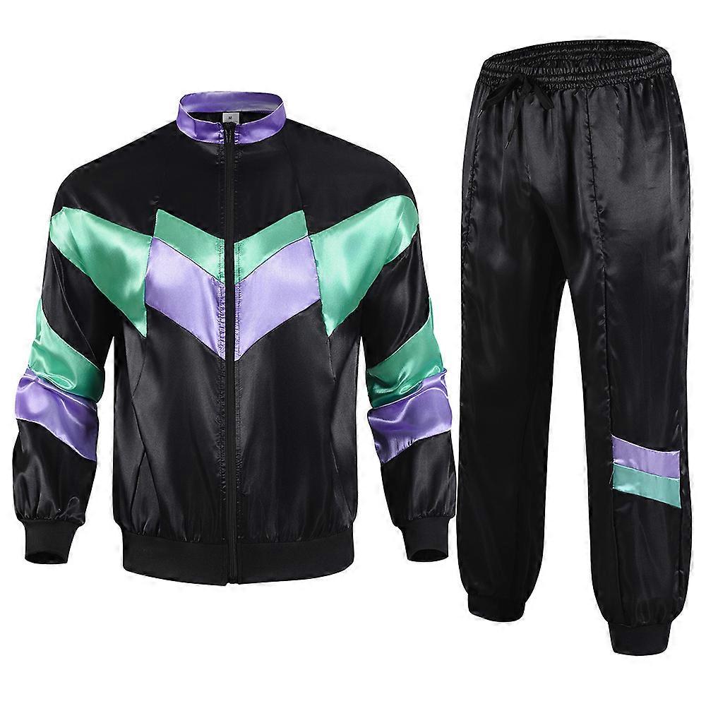 Men 80s Costume Retro Jacket Shell Suit Sports Tracksuit Set Carnival ...