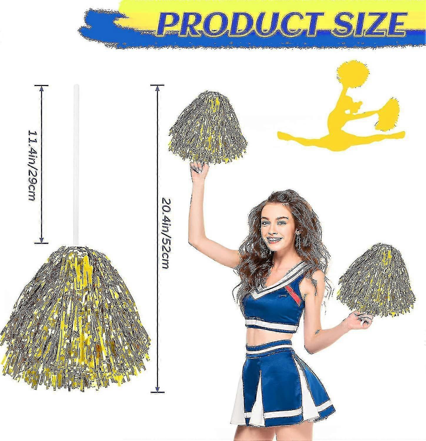 24 Pack Cheerleading Pom Pom 12 Inch Cheerleader Pom Poms With Baton ...