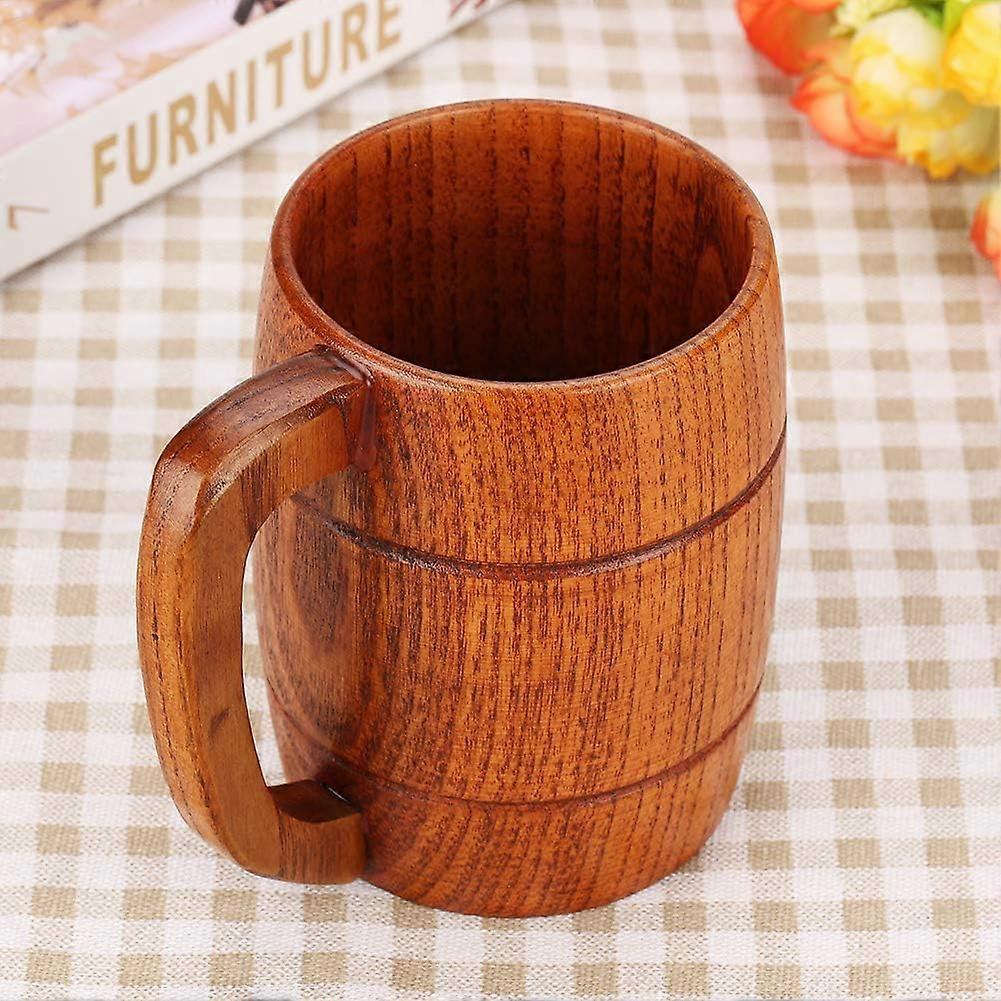 Handmade wooden barrel-shaped beer mugs, classical wooden wine mugs ...