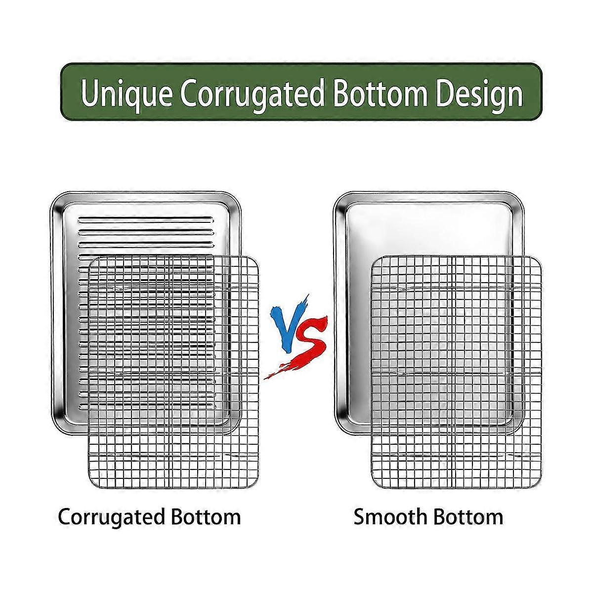 Tray with Cooling Rack Set(2 Pans+2 Racks),Stainless Steel Cookie Pan ...