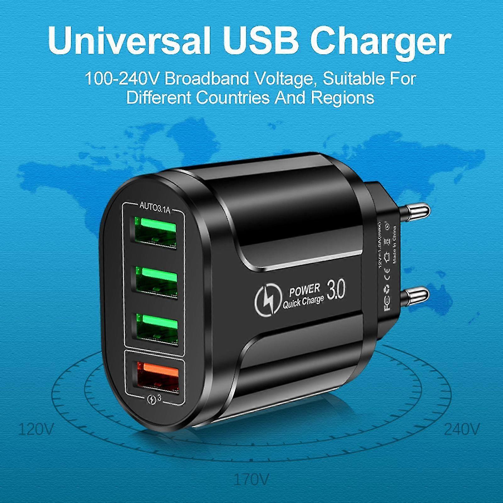3.0 Usb Charr Eu/uk/us Travel Plug Adapter Usb Charging B | Fruugo UK