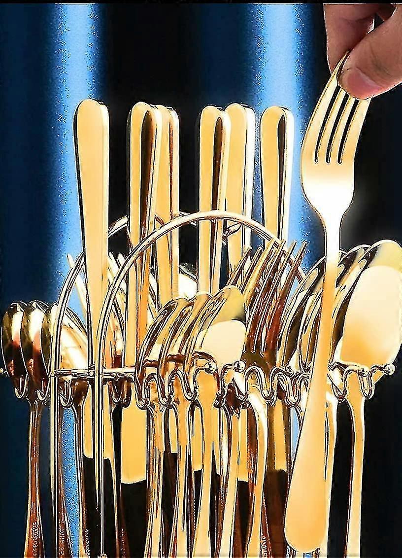 Gold Cutlery Set - Polished Stainless Steel Gold Silverware Set - 24 ...