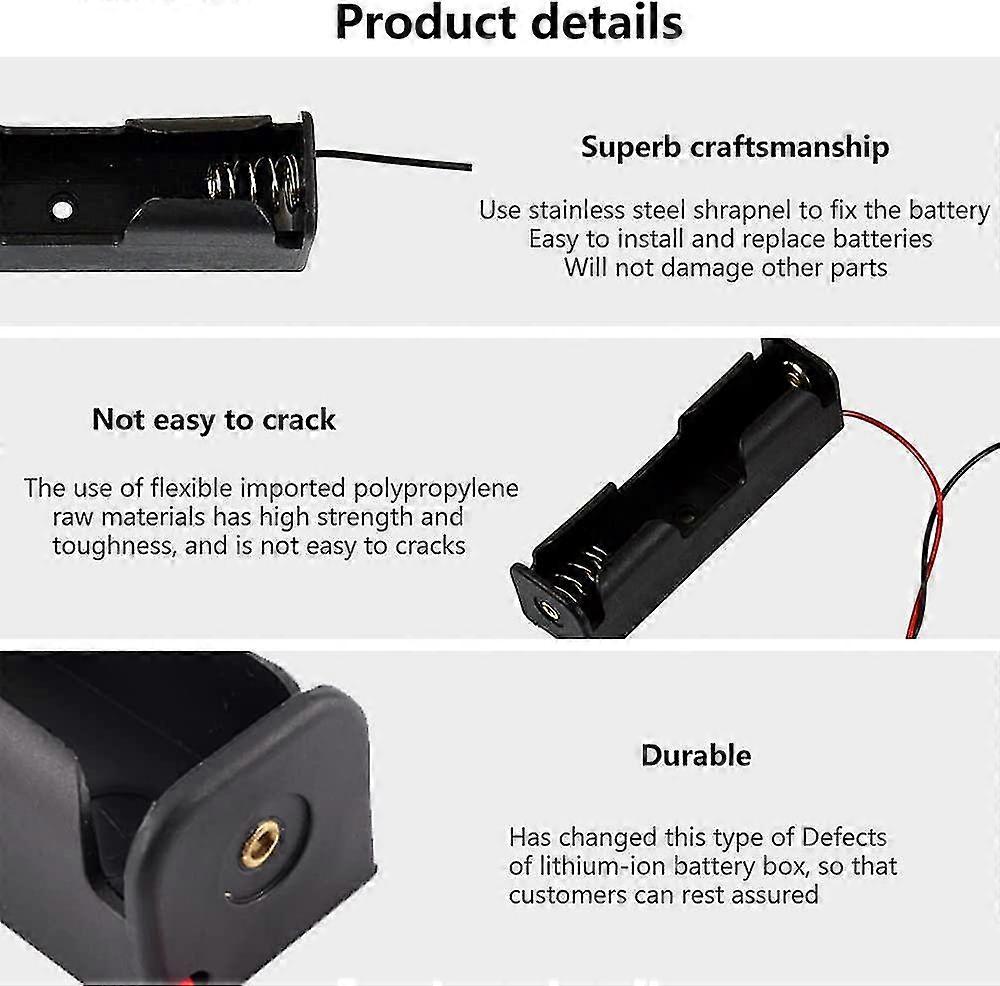 16pcs Aa Battery Holder 3.7 V 18650 Battery Holder With Wire Leads ...