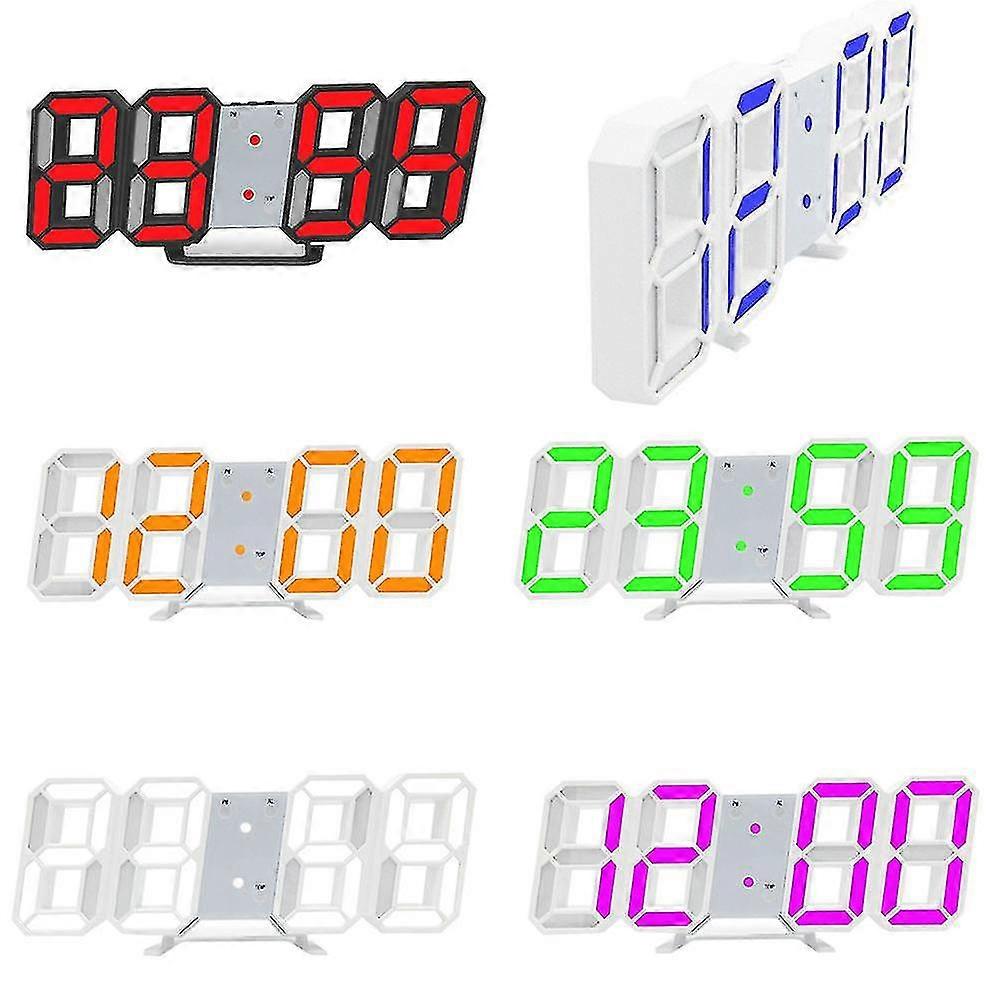 Led Digital Wall Clock 3d Design Larger Numbers Alarm Clock Time Clock ...