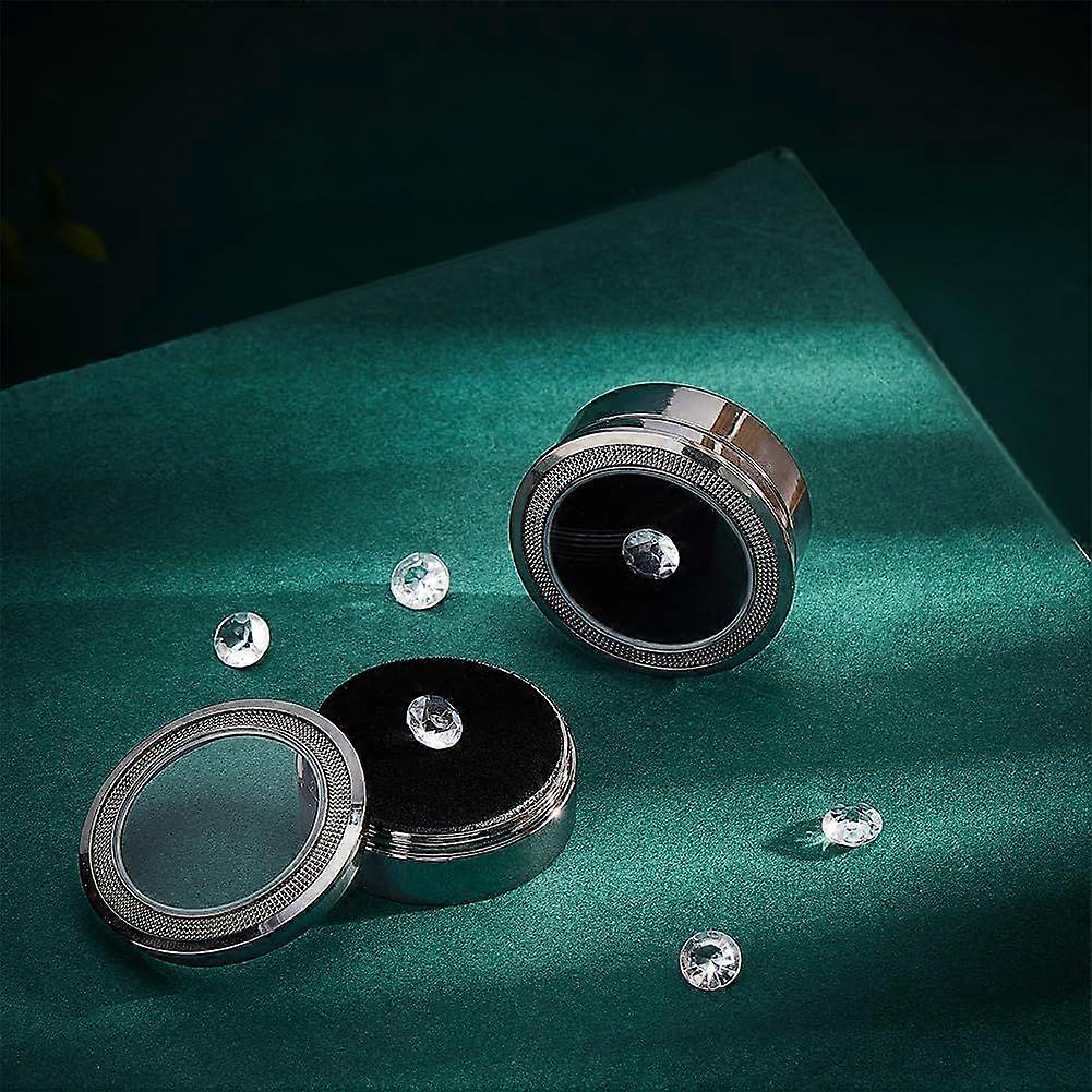 2Pcs Gunmetal Alloy Jewelry Gift Boxes with Velvet Cushion and Clear ...