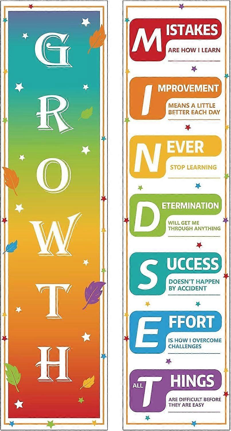 2Pcs Motivational Classroom Banner Poster Growth Mindset Adhesive ...