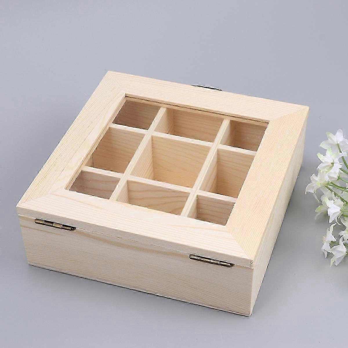 Coffee Storage Box Organizer Wooden Tea Box with 9-Compartment and ...