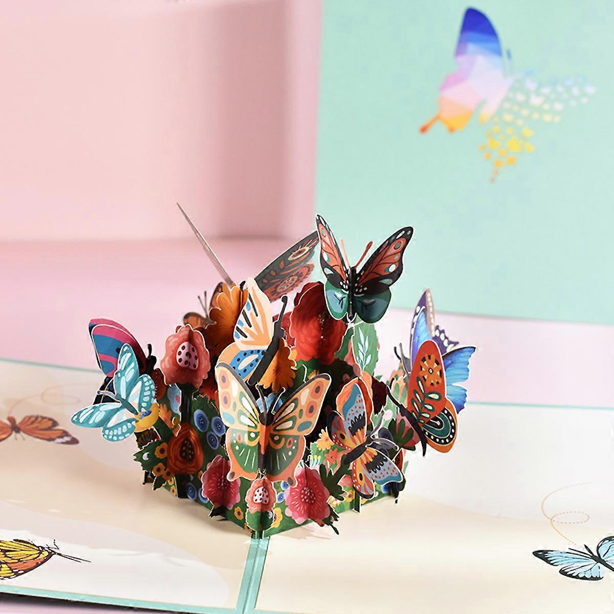 Personal Touch: 3D Pop-Up Card With Delicate Laser-Cut Butterflies, For Graduation, Birthday ...