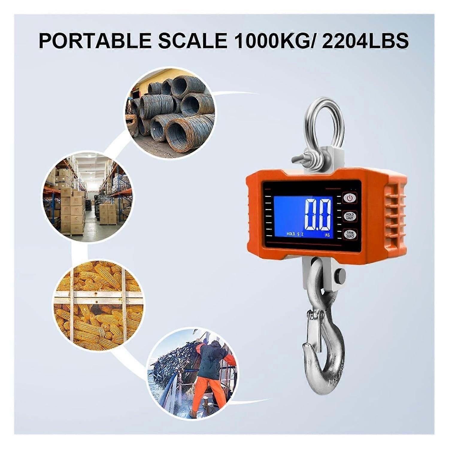 Hanging Scale, Digital Crane Scale 1000Kg/500Kg Heavy Duty Portable ...