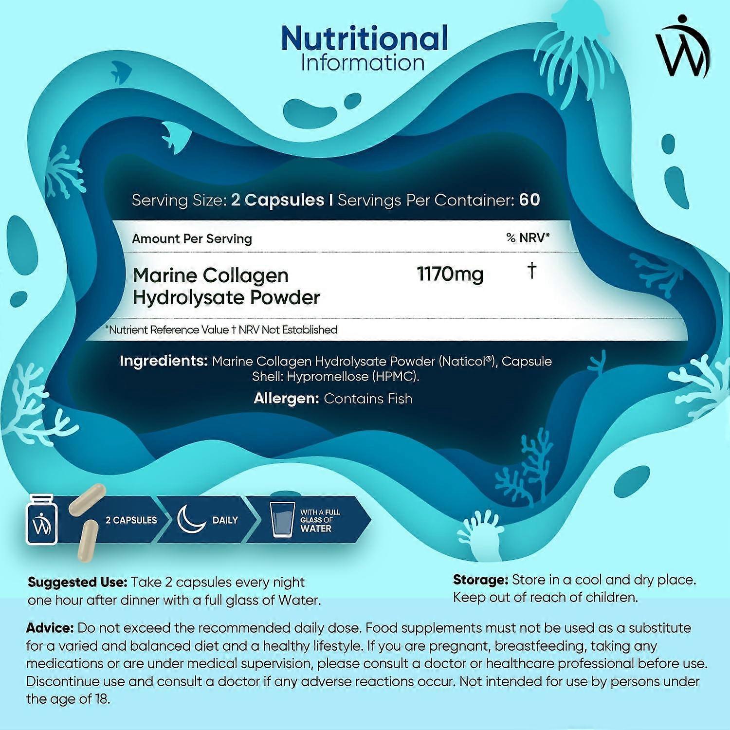 100% Pure Marine Collagen Capsules - 120 Naticol Type 1 Hydrolysed - 2 ...