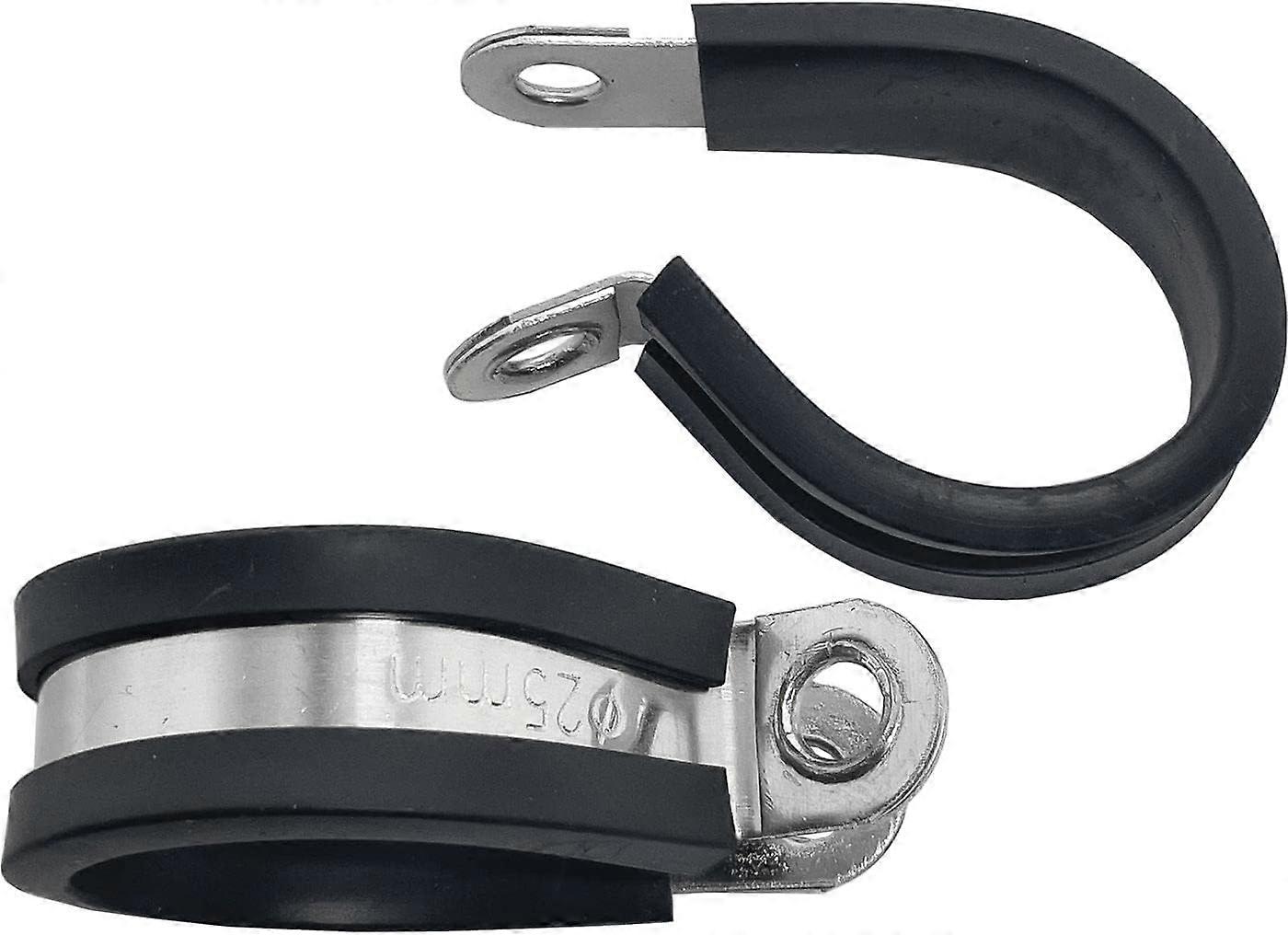 10 x 25 mm pipe clamps with rubber insert, stainless steel V2A, cable ...