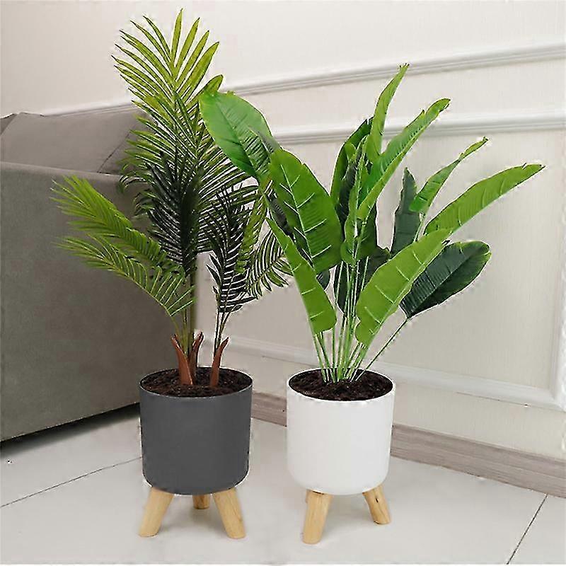 Modern Plant Pots with Wooden Legs Holder Bedroom Living Room Floor ...