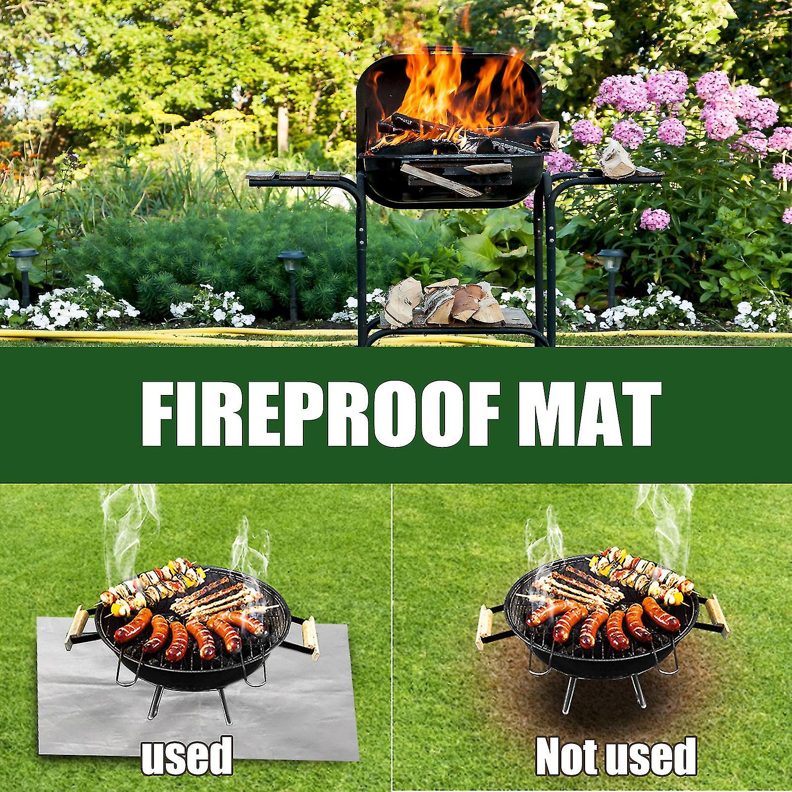 Grill Mat Bbq Fire Resistant Mat Grill Splatter Rug Fireproof Heat ...