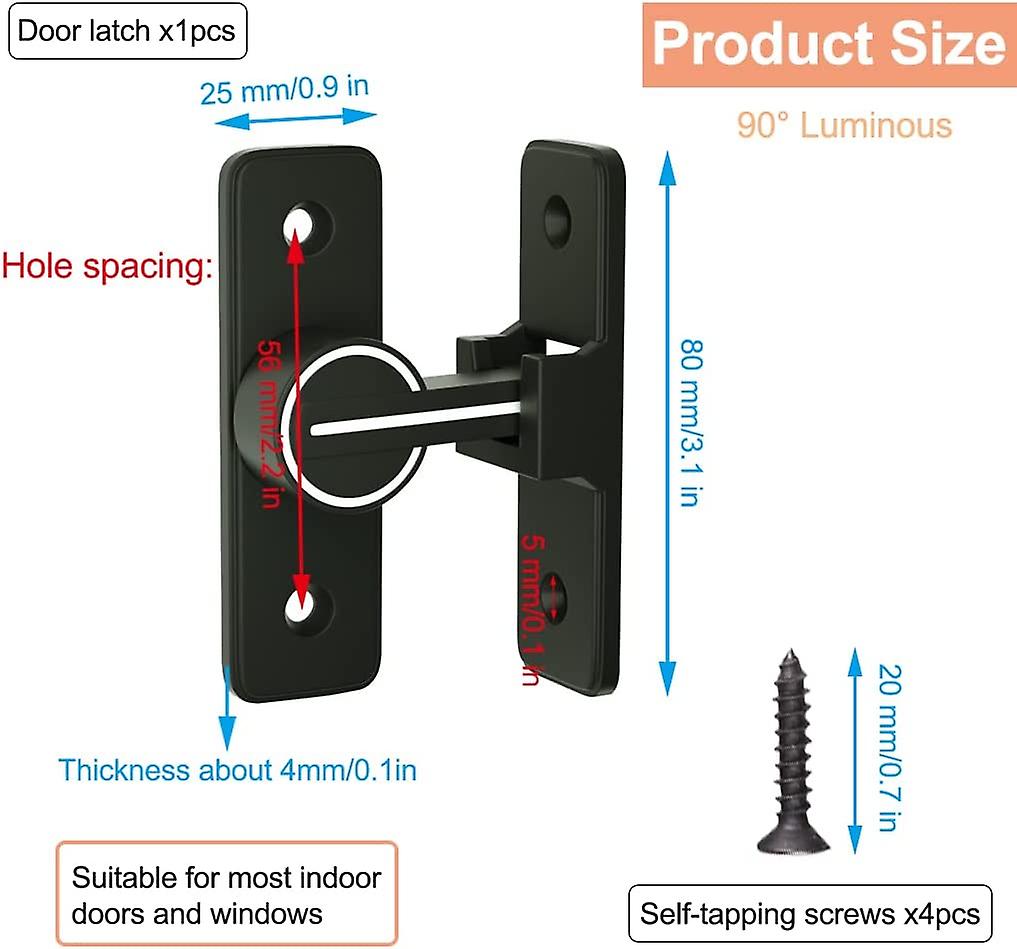 Luminous Interior Sliding Door Lock,90 Swing Door Hook Latch, Anti ...