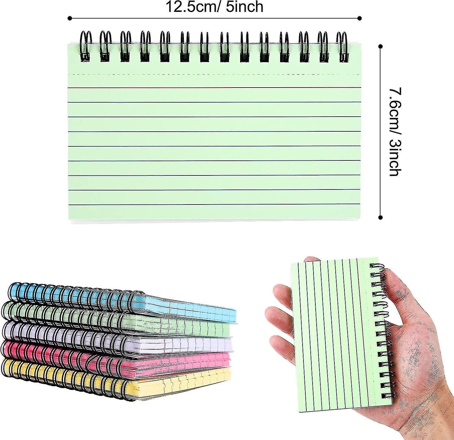 5 Colours Index Cards, 5x3 Inches Multicolor Index Cards Ruled Index ...