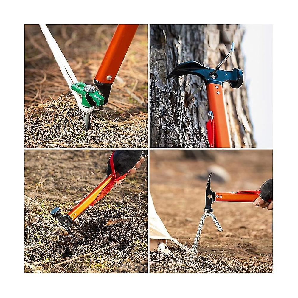 Camping Hammer With Hook, 12inch Aluminium Tent Stake Handy Hammer ...
