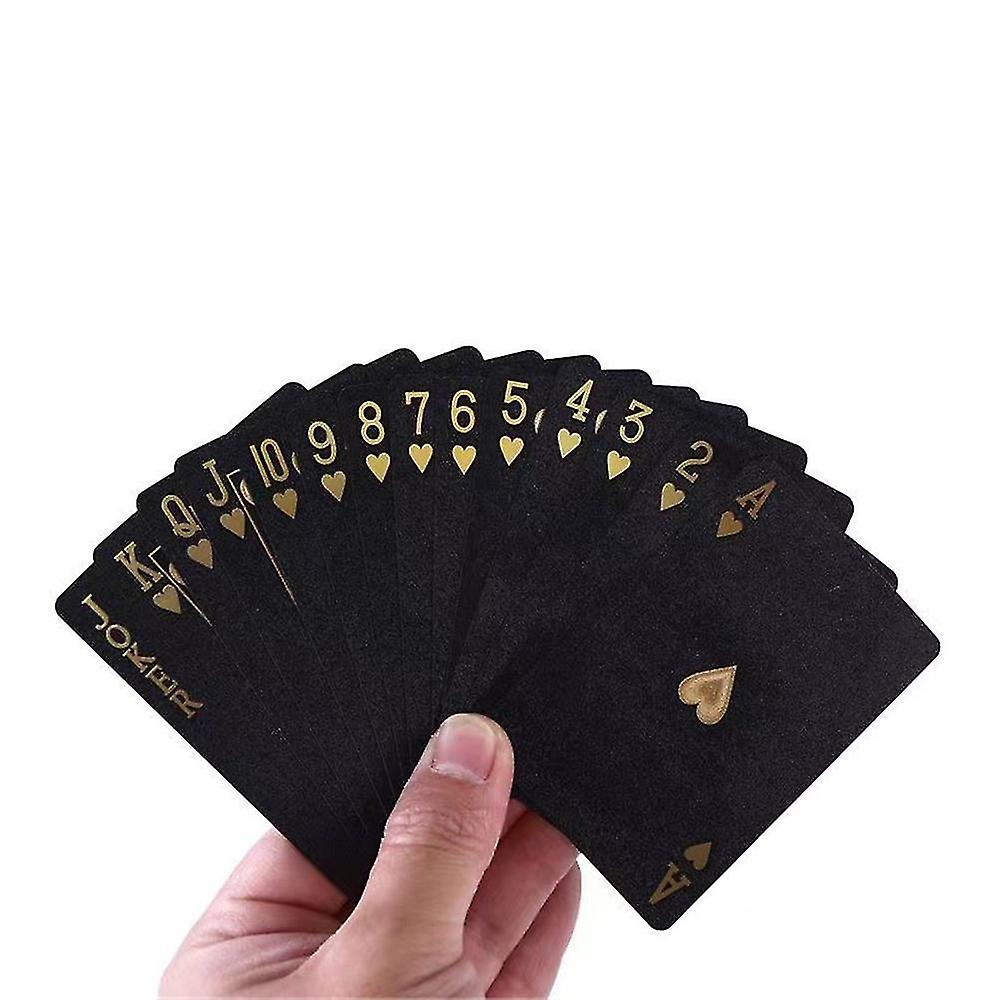 Waterproof 1 Deck Of Playing Cards Poker Black Gold Professional ...