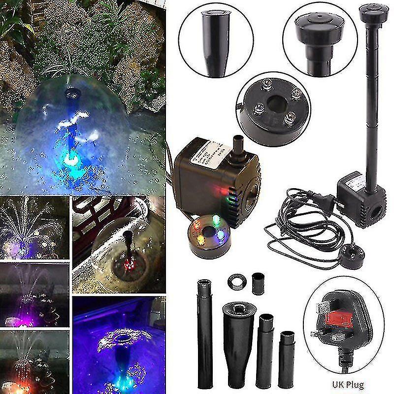 Electric Water Feature Pump 600l/h With 4 Led For Outdoor Garden Fish ...