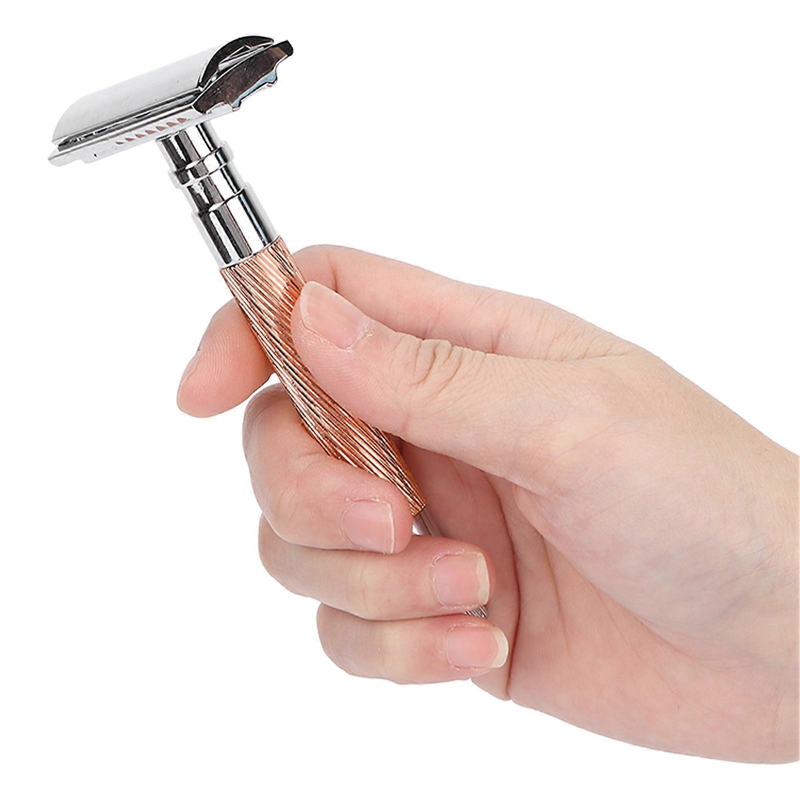 Double Edge Safety Razor Long Handle Zinc Alloy Manual Safety Razor Men ...