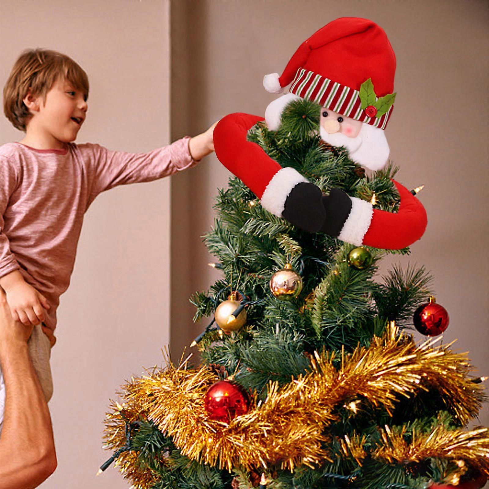 Christmas Tree Topper Santa Claus Doll Snowman Hugger, Xmas Home ...