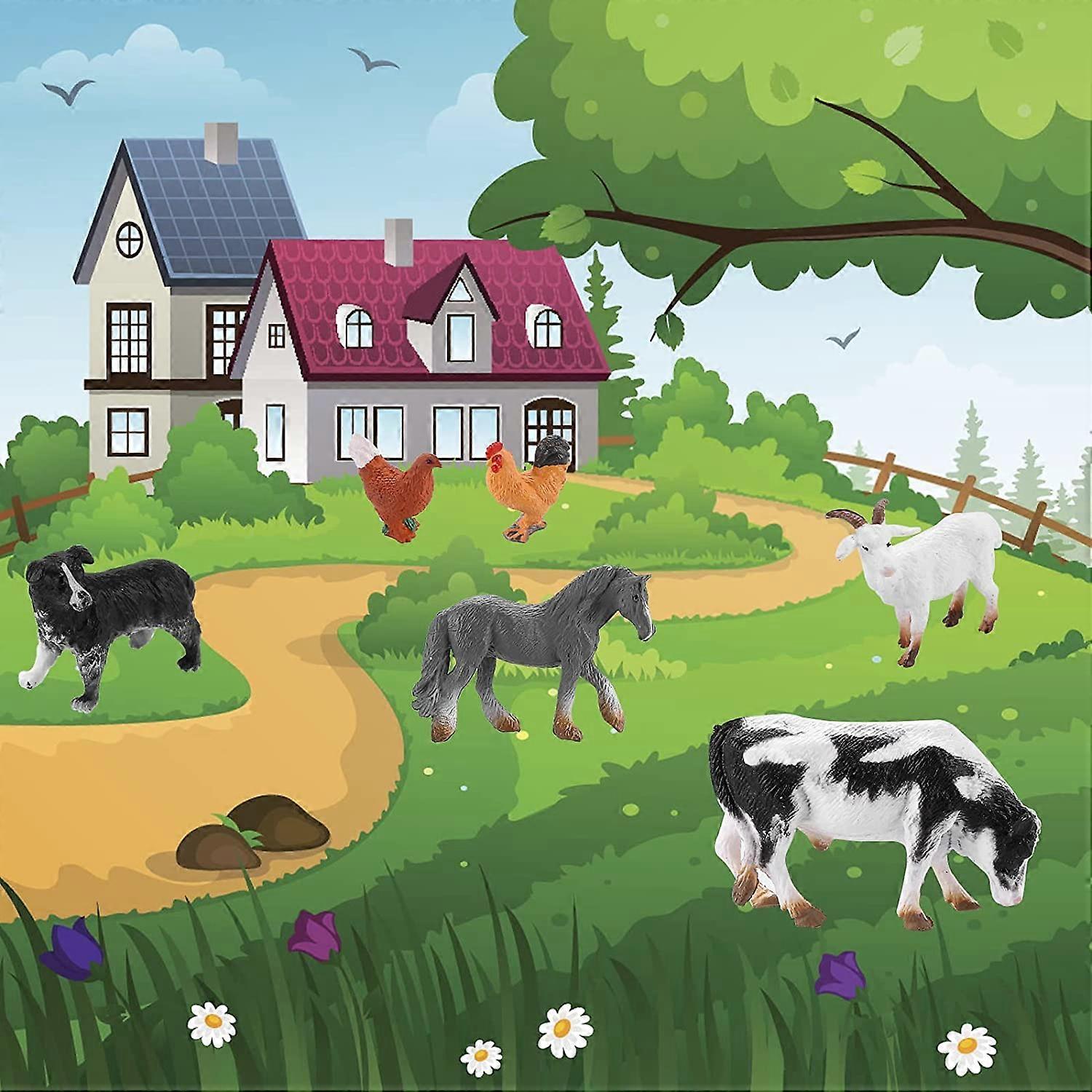 12PCS Realistic Animal Figures Barn Animal Model Educational Learning ...