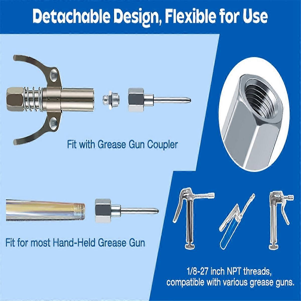 Narrow Needle Nozzle Grease Adapter with Hardened Steel Tip, Needle ...