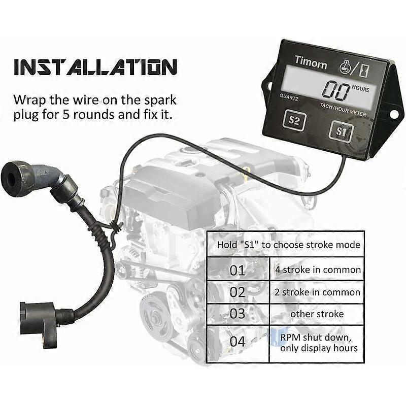 Motorcycle Tachometer, Digital Tachometer, Inductive Hour Meter for 2 ...
