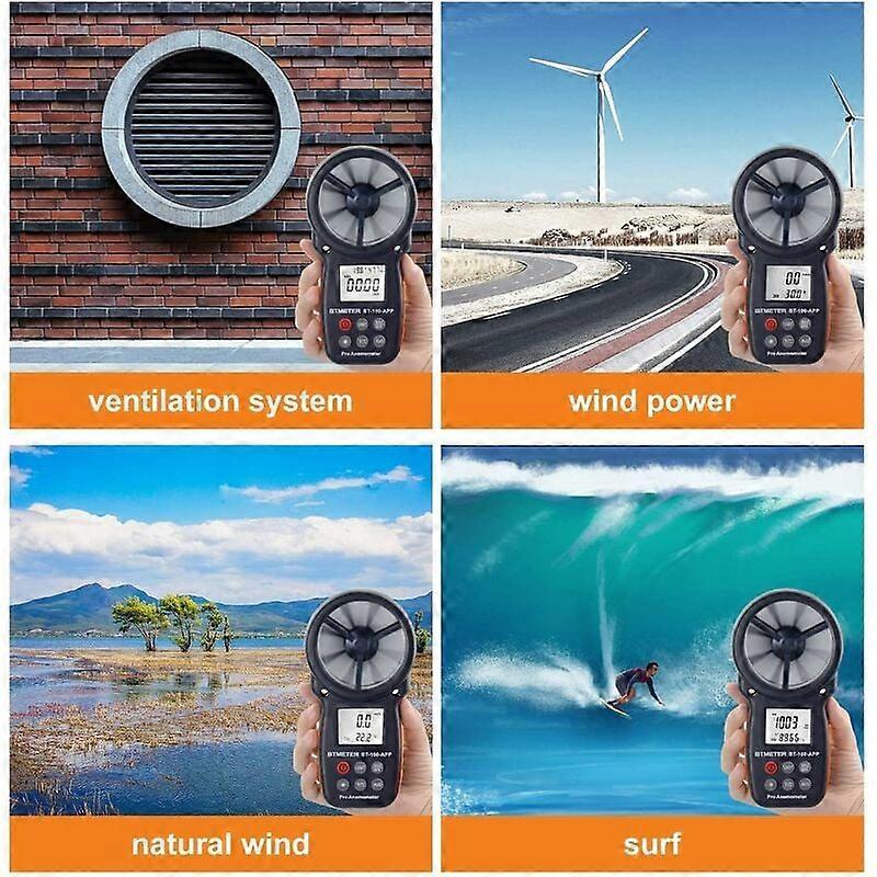 Handheld digital anemometer, bluetooth wireless anemometer, wind chill ...