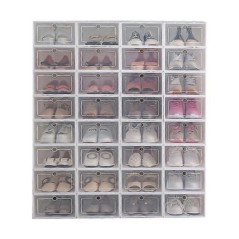 6pcs Plastic Shoe Box Stackable Foldable Shoe Organizer Drawer Storage ...