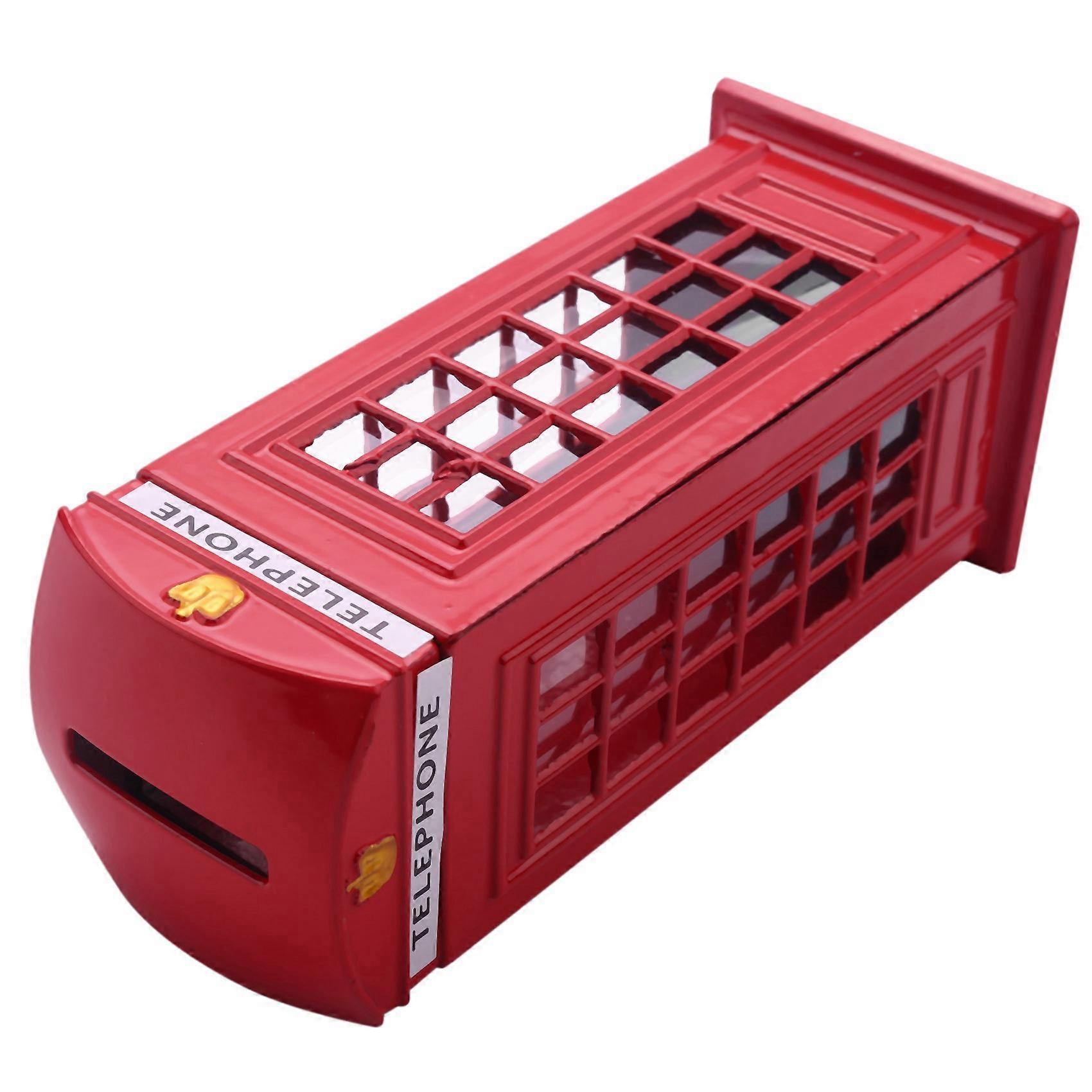 2X Metal Red British English London Telephone Booth Bank Coin Bank ...