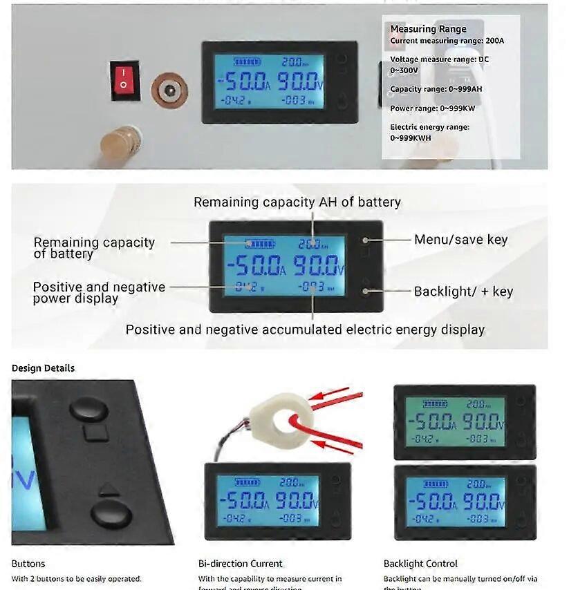 Smart bluetooth DC 300V 100A 200A 400A Lithium Battery Monitor Hall ...