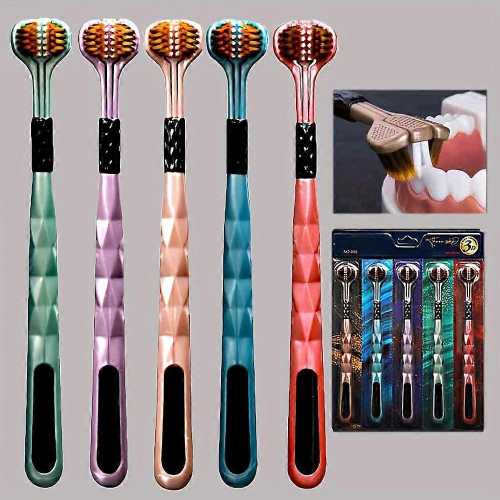 3-Sided Toothbrush, Three Bristle Travel Toothbrush, Non-Slip Sensory ...