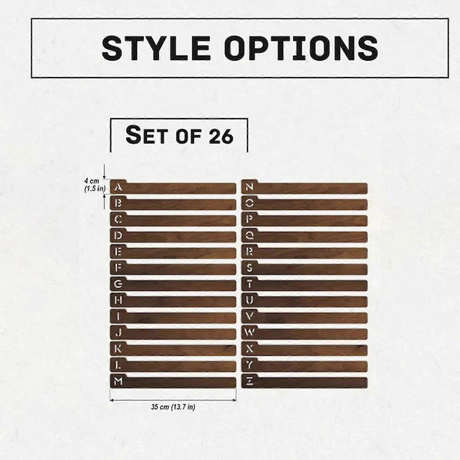 26PCS Alphabet Record Dividers A-Z Horizontal Vertical, Wooden Record ...