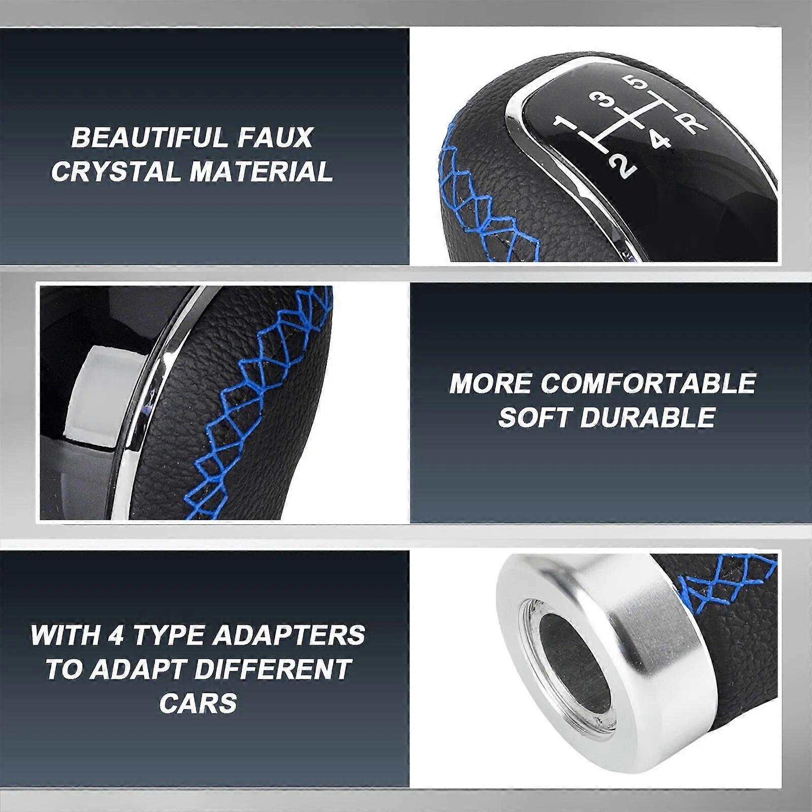 5/6 Speed Universal R PU Leather Gearshift Manual Car Gear Stick Shift ...