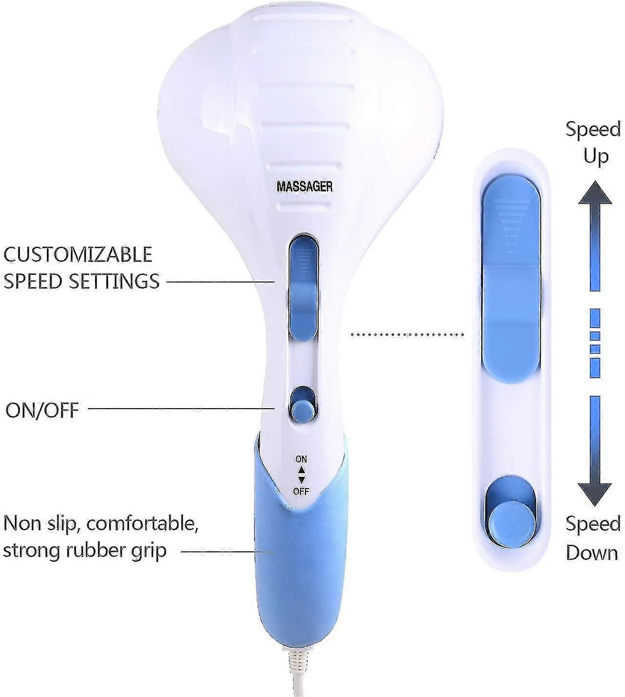 Electric Back Massager Handheld Massagers Double Head Deep Tissue 8739