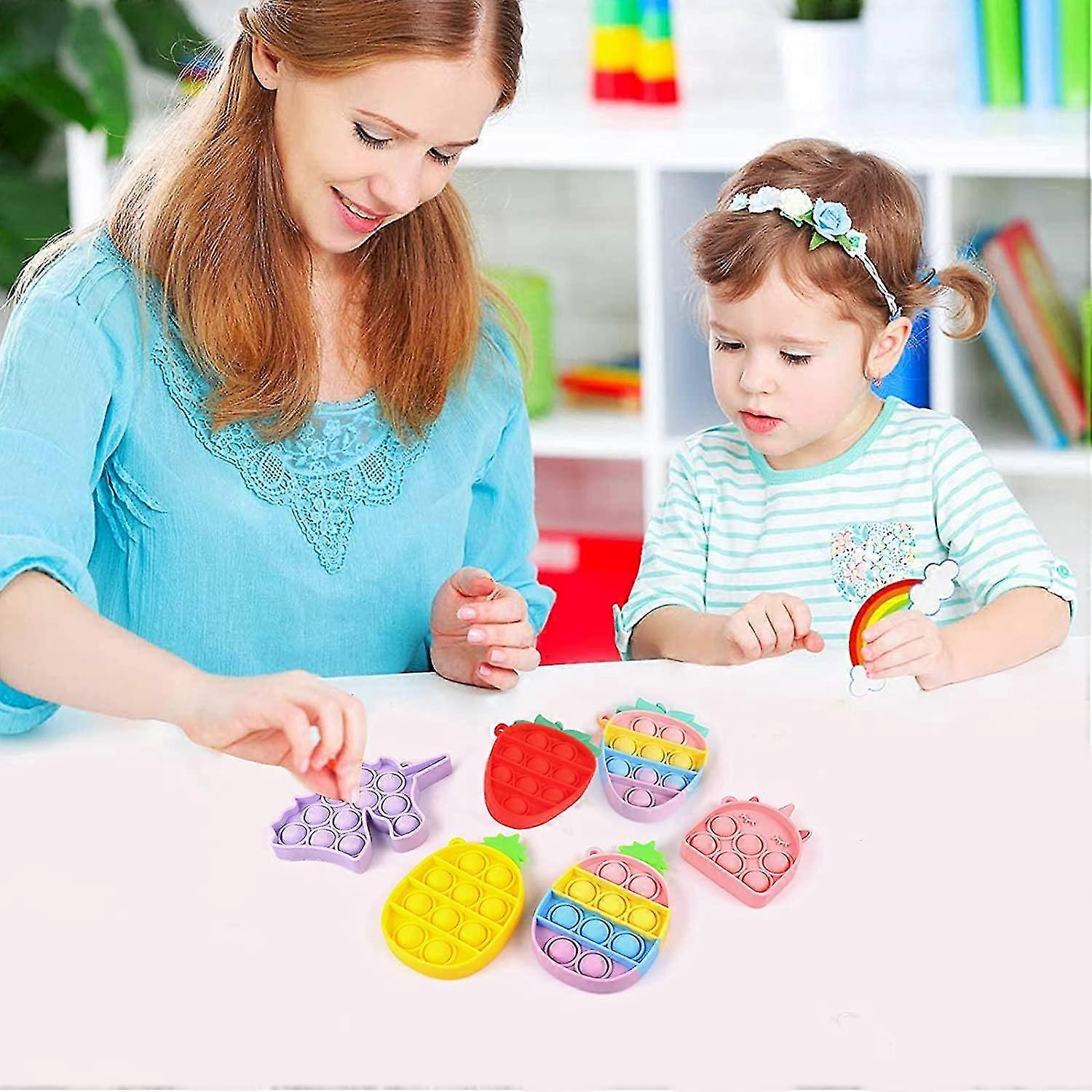 6 Pcs Mini Pop It Keychain Fidget Toy Pack, Push Pop Bubble Simple ...