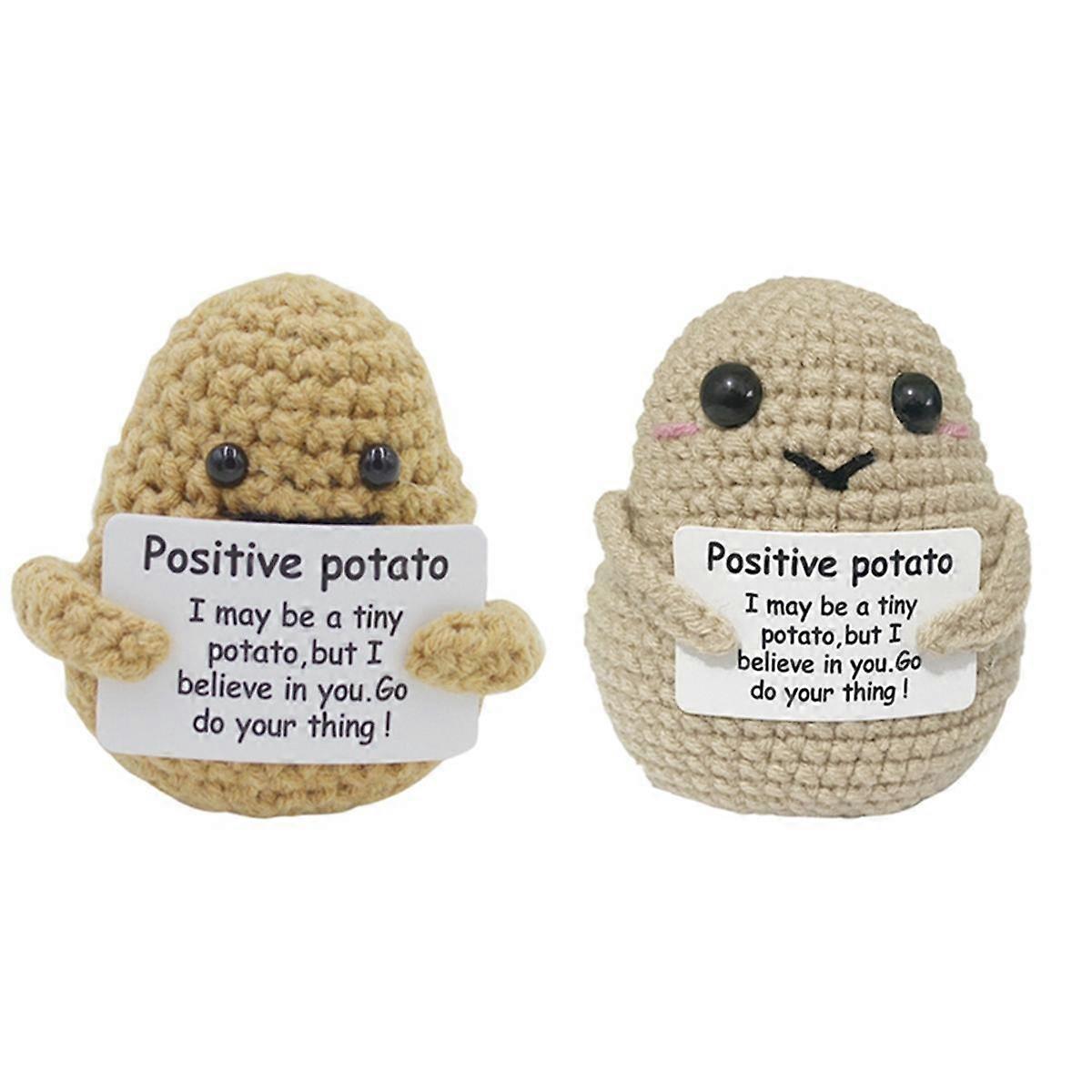 2Pcs Positive Potato Mini Knitted Potato Dolls with Positive ...
