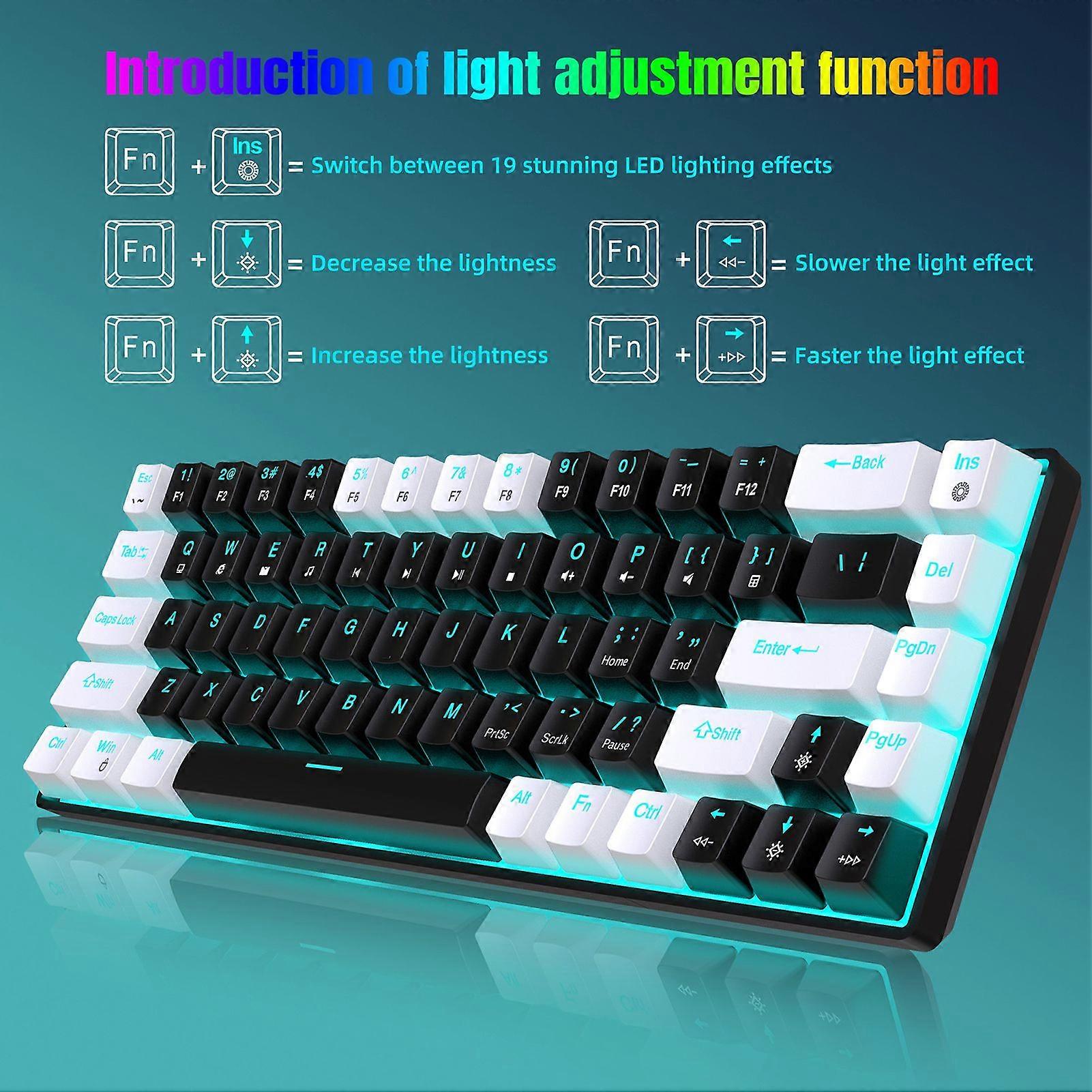 Wired Mechanical Keyboard 68 Keys Hot Swap Blue Switch Backlight ...