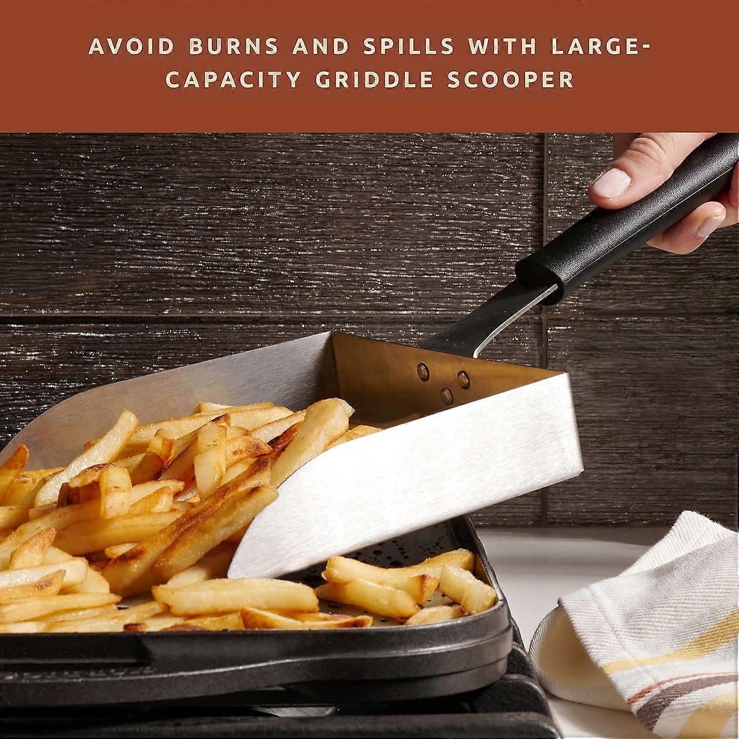 Stainless steel griddle spatula large food scoop and scraper tool for ...