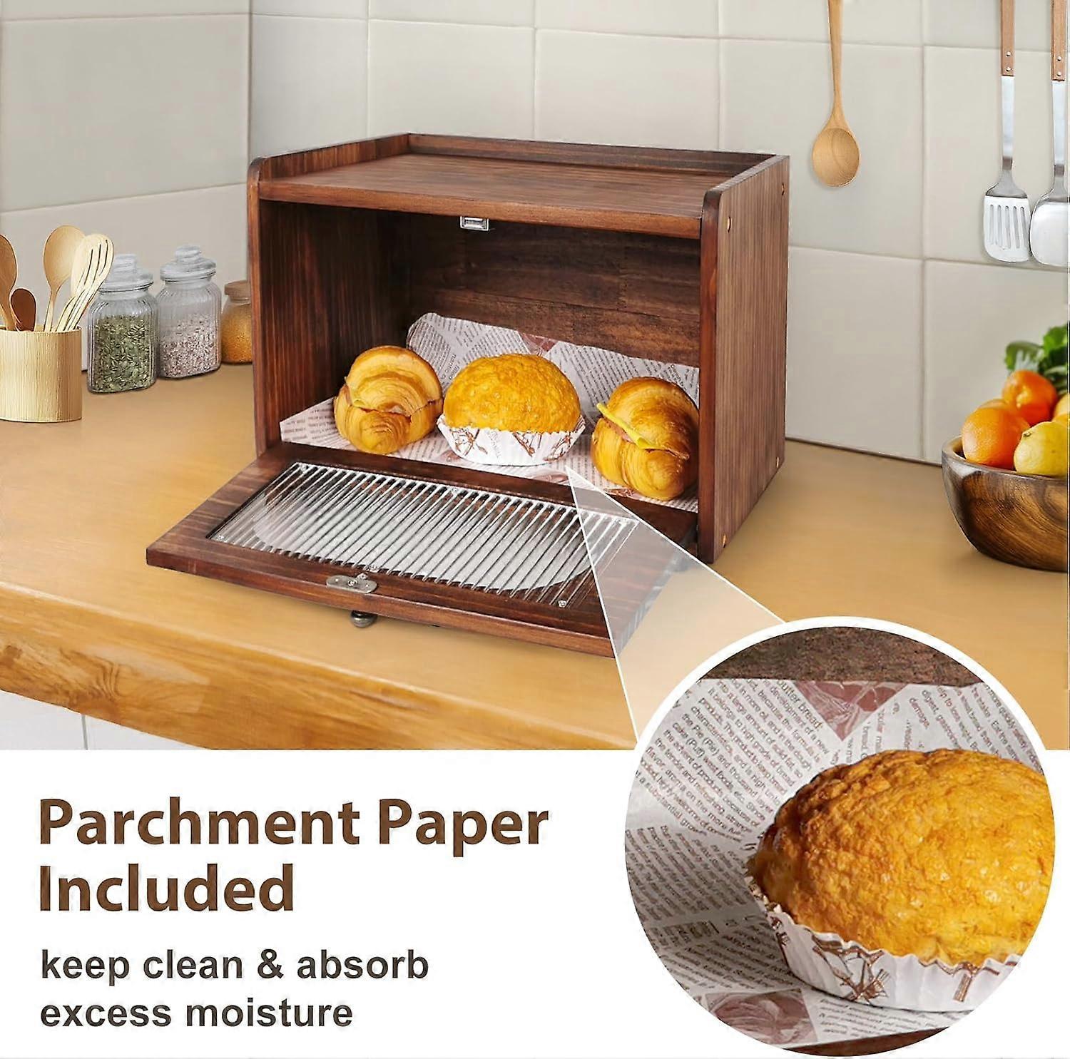 Wooden Modern Rustic Bread Box for Kitchen Countertop Storage Farmhouse ...