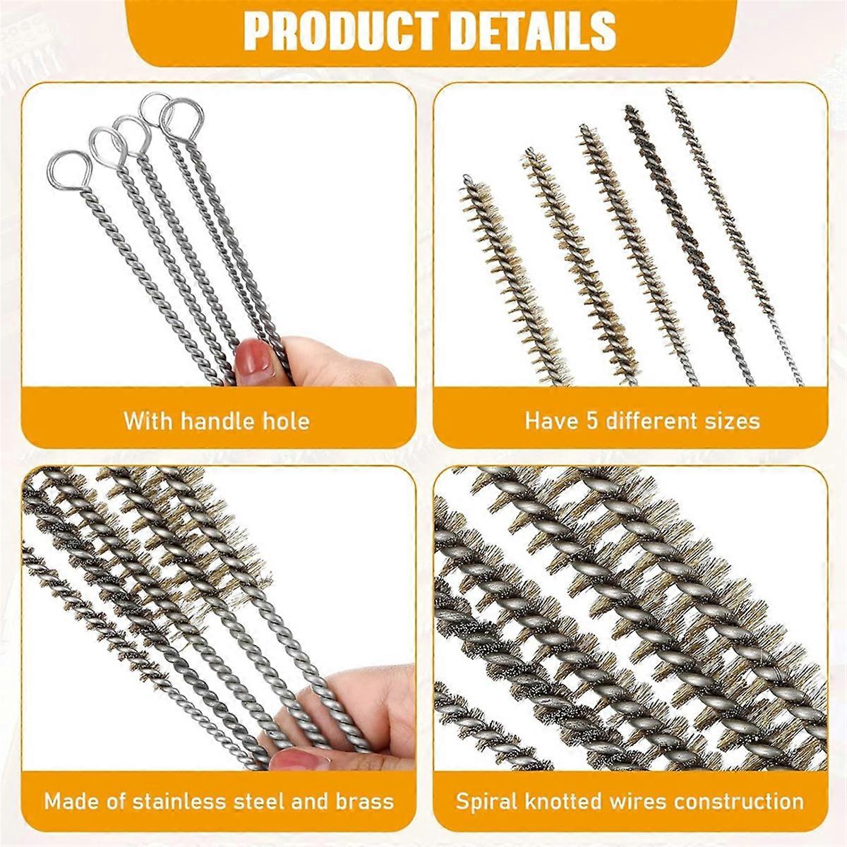 10 Pieces Wire Tube Brushes for Cleaning Pipe Tube Brass Brush Brass ...