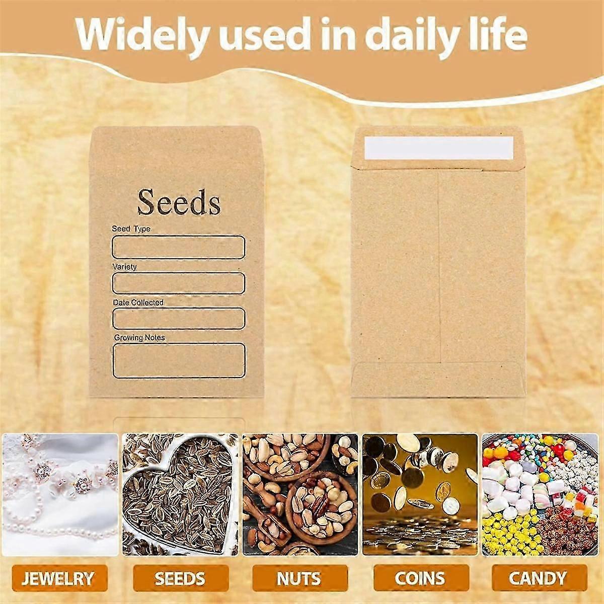 100 Pcs Seed Envelopes 3.54 x 2.36 Inch Brown Kraft Paper Seed Packets ...