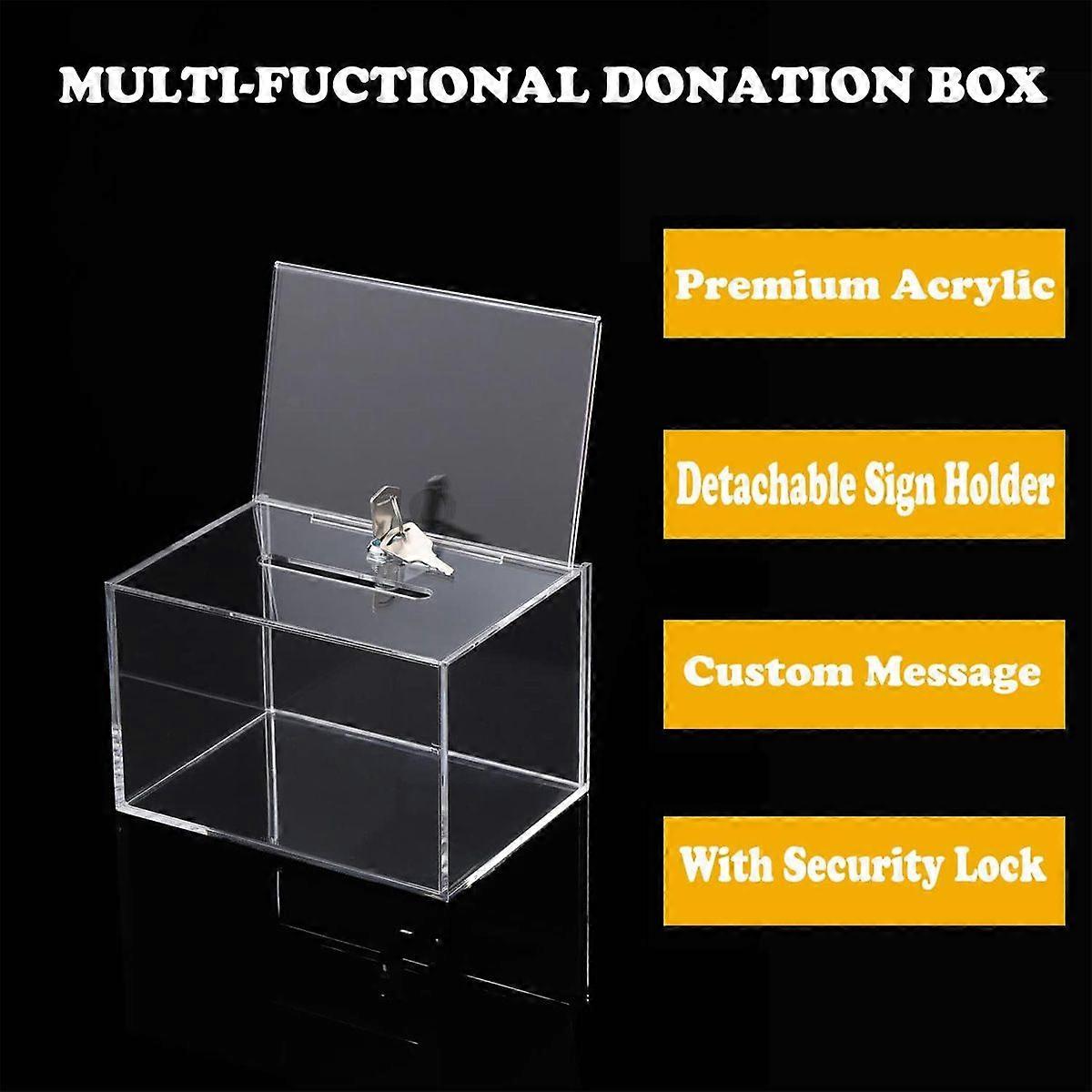 Acrylic Display Donation Box with Lock, Business Card Drawing Box with ...