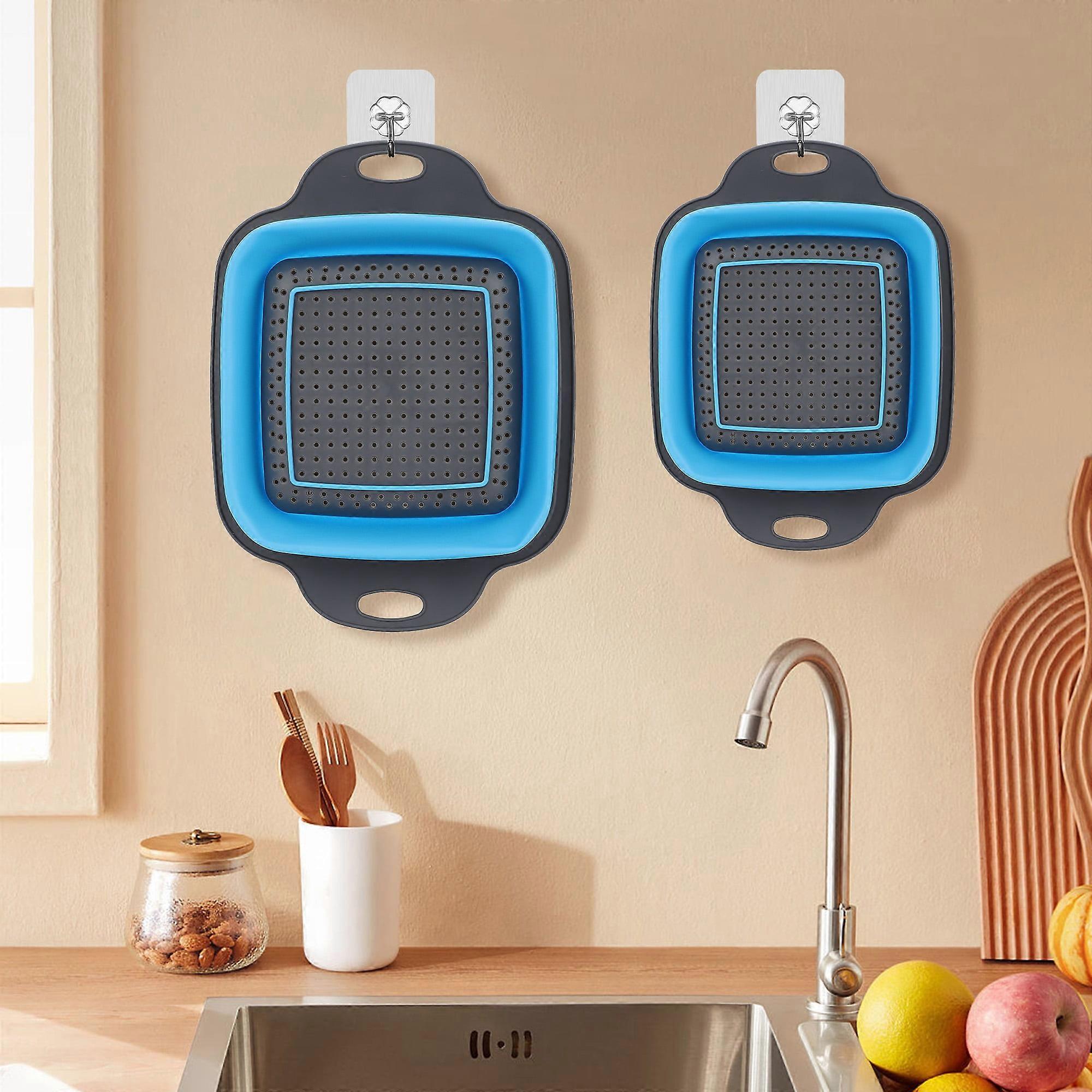 Set of 2 Silicone Folding Colanders (Large + Small) for Pasta and ...