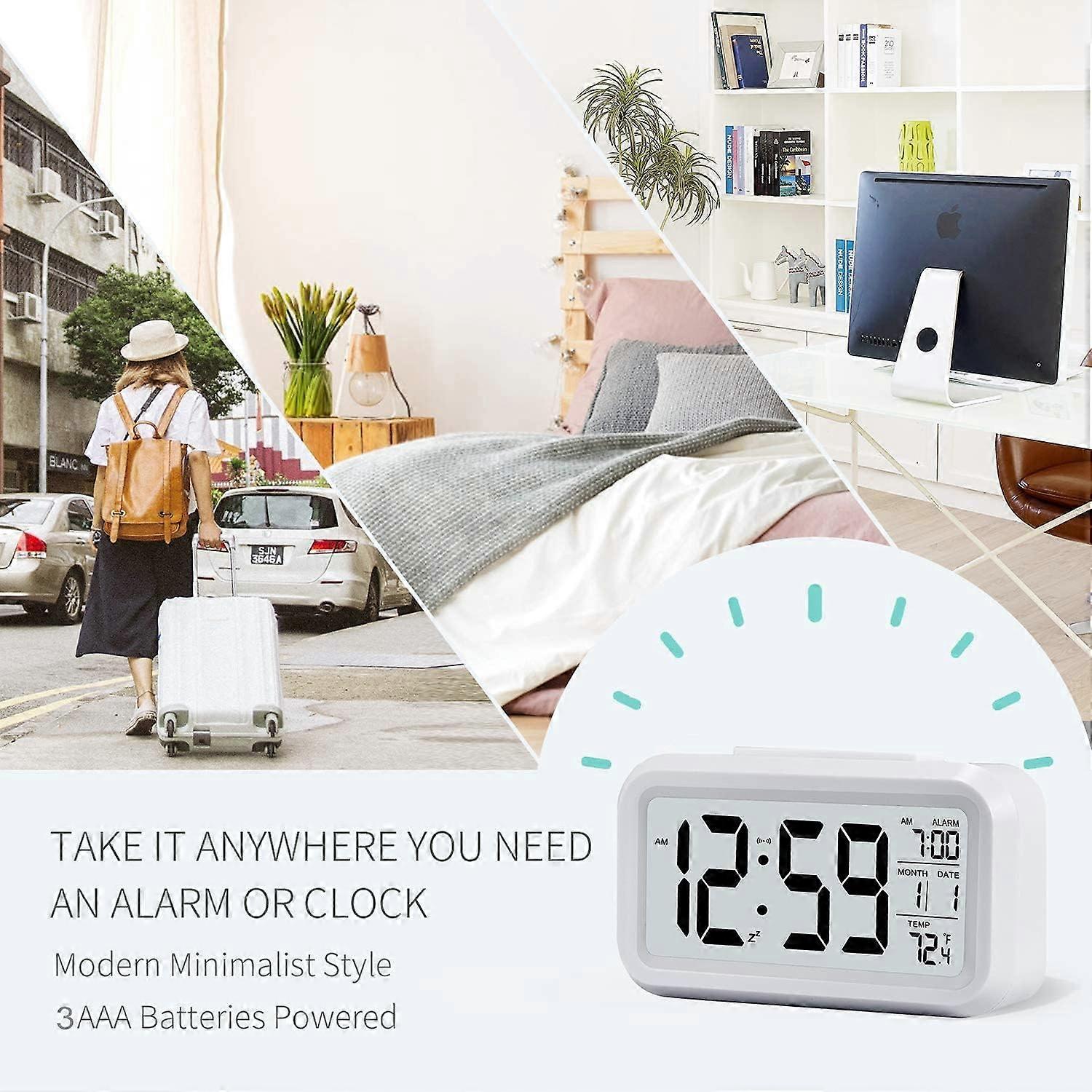 Digital Alarm Clock, Digital Clock Battery Operated Silent Alarm Clock ...