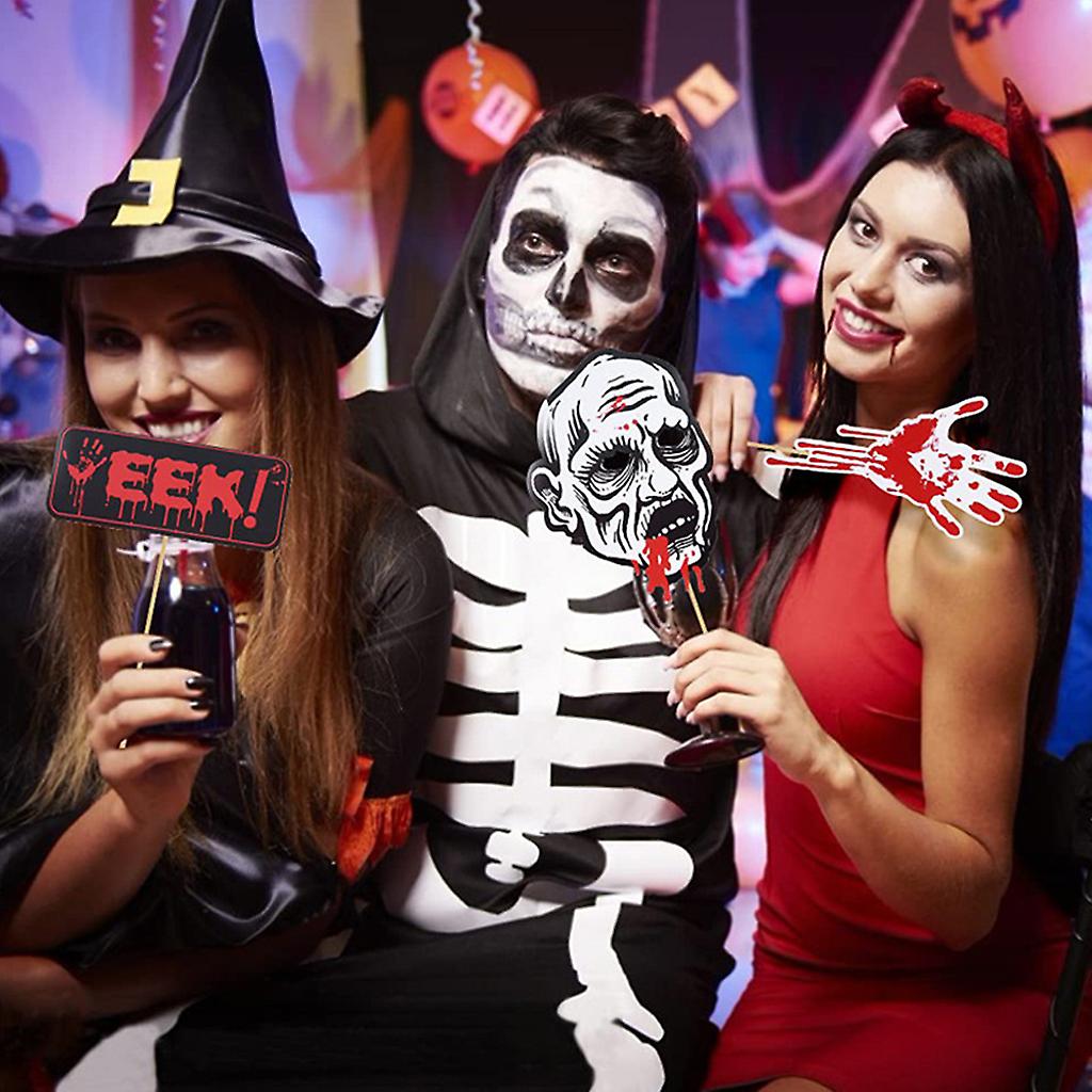 22 Pieces Halloween Zombie Photo Booth Props Horror Scary For Vampire ...