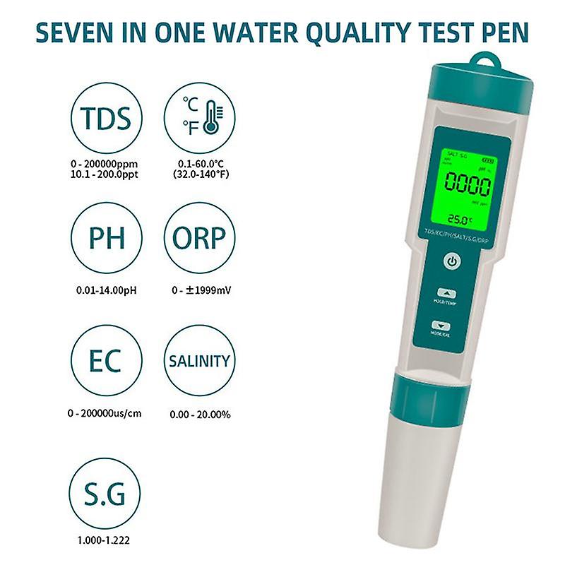 7 In 1 Ph/tds//orp/salinity /s.g/temperature Meter C-600 Water Quality ...