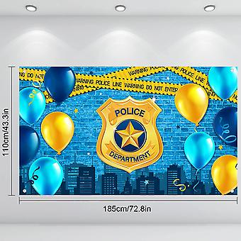Police Party Photography Banner Police Department Badge Blue Brick Wall ...